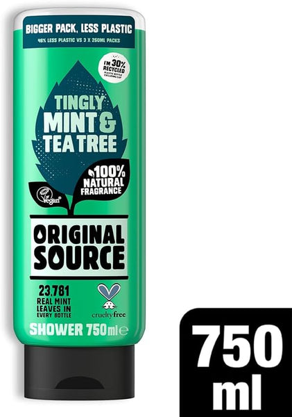 Tingly Mint & Tea Tree Shower Gel 750ml – Refreshing, Vegan Body Wash ...