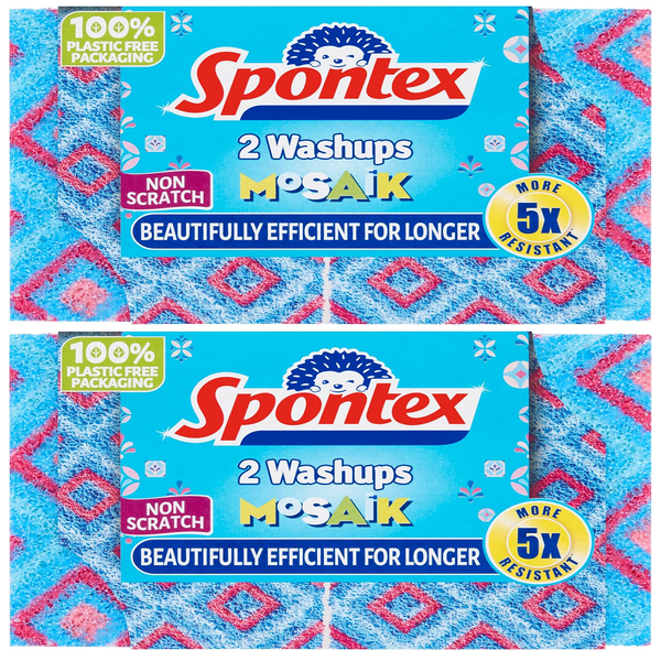 Spontex 2 Washups Mosaik Non-Scratch Sponge – Extra Strong & Durable C ...