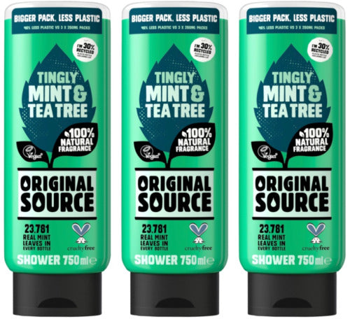 Tingly Mint & Tea Tree Shower Gel 750ml – Refreshing, Vegan Body Wash ...