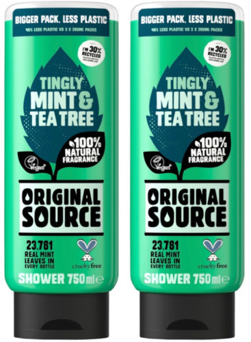 Tingly Mint & Tea Tree Shower Gel 750ml – Refreshing, Vegan Body Wash ...